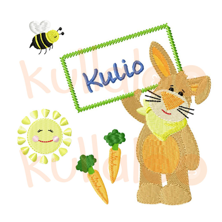 Stickdatei Osterhase „KULIO“ mit Schild 13x18 | kullaloo